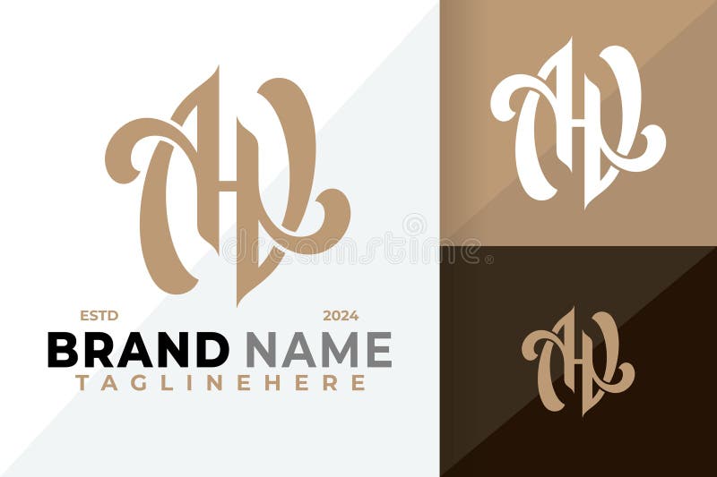 Letter Ah or Ha Monogram Logo Icon Vector Design Illustration Stock ...