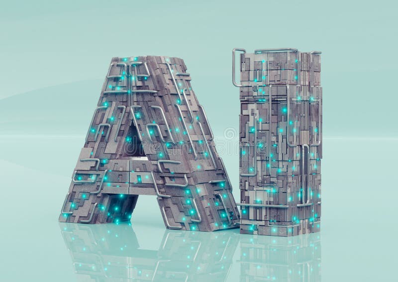 Letter AI Artificial Intelligence Cyberpunk Typography Text Engine ...