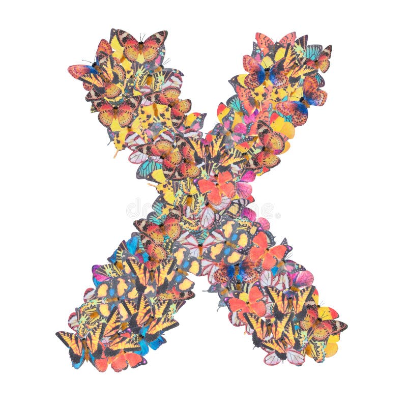 Letter X Alphabet with Butterfly Stock Illustration - Illustration of ...