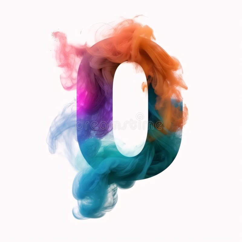 The Letter 0 of the Alphabet Made of Colored Smoke Isolated on White ...