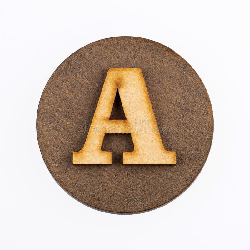 Letter a of the Alphabet - Wooden Circle Stock Image - Image of font ...