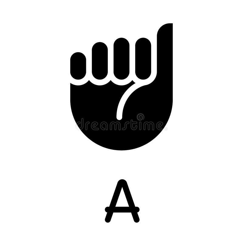 Letter a in American Sign Language Black Glyph Icon Stock Vector ...