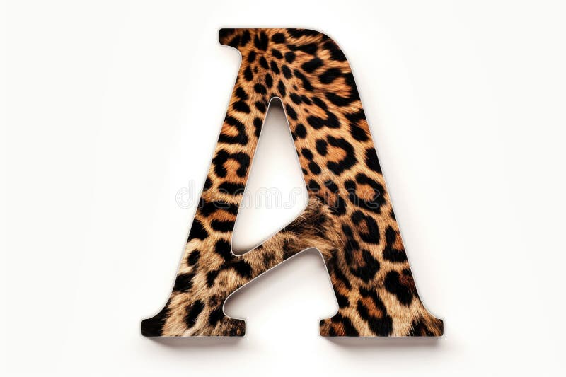 Letter a, Animal Print Style, on White Background Stock Photo - Image ...