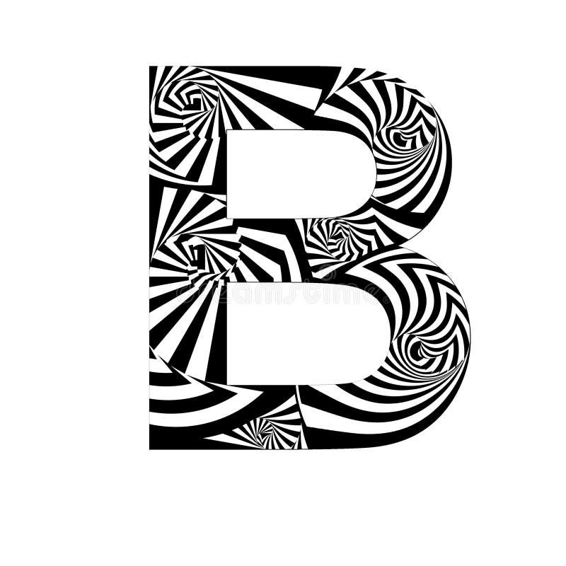 Illustration with the Letter B in Abstract Style in Black and White ...