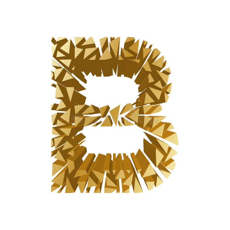 The Letter B, in the Alphabet Broken 3d Perspective Set Gold Color ...