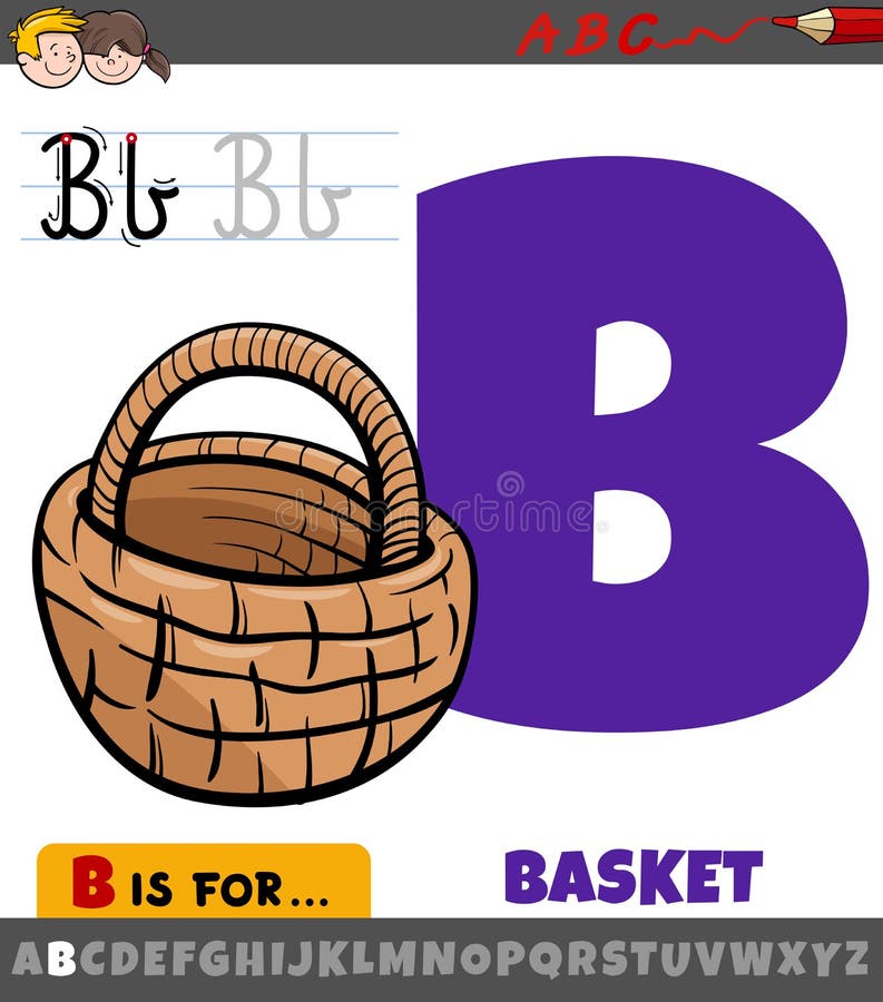 Letter B from Alphabet with Cartoon Basket Object Stock Vector ...