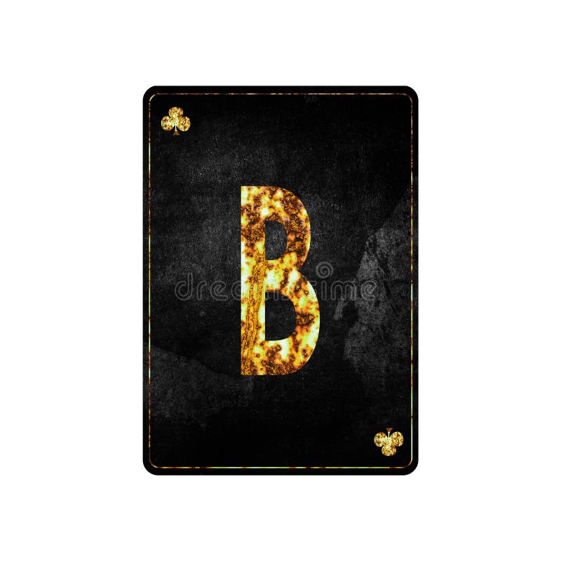 Letter B. Alphabet on Vintage Playing Cards Stock Illustration ...