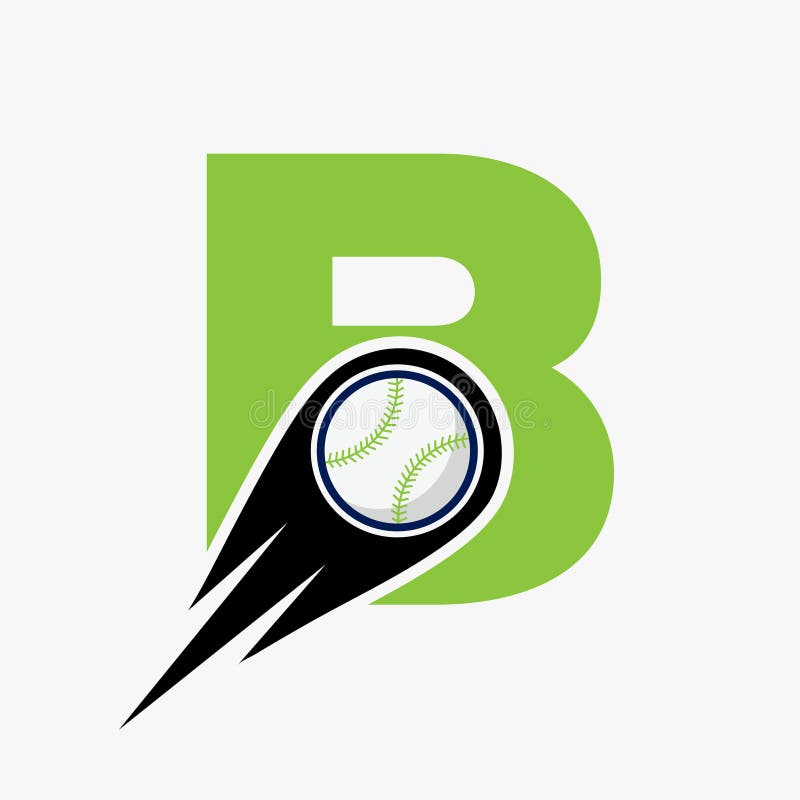Letter B Baseball Logo Concept with Moving Baseball Icon Vector ...