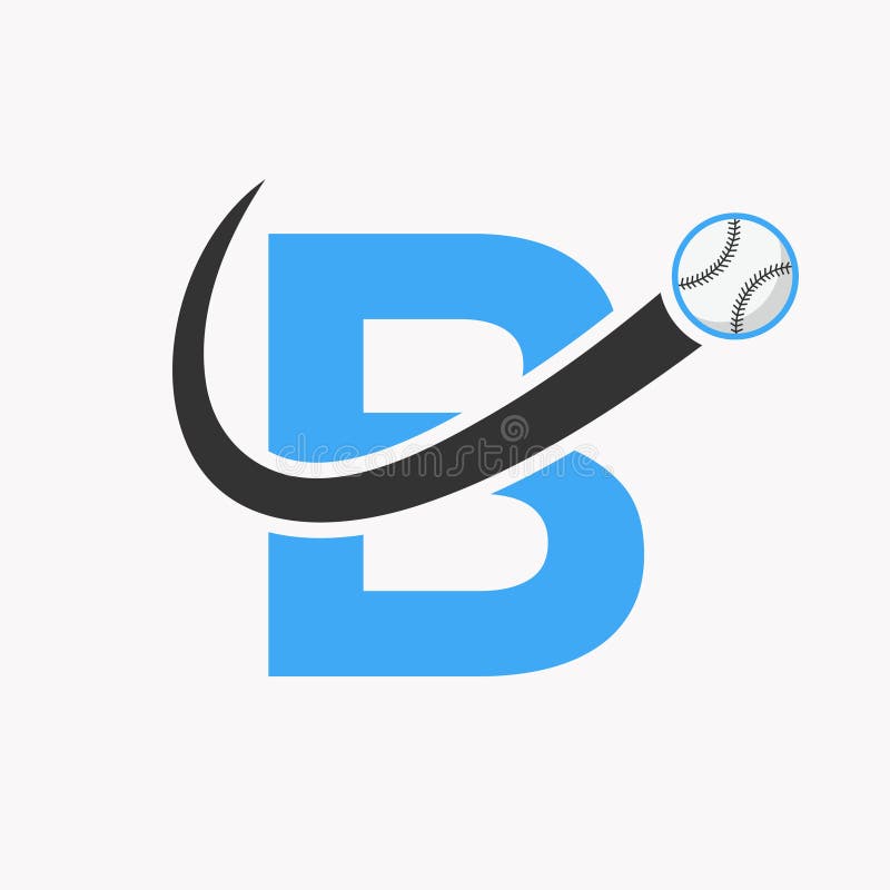 Letter B Baseball Logo Concept with Moving Baseball Icon Vector ...