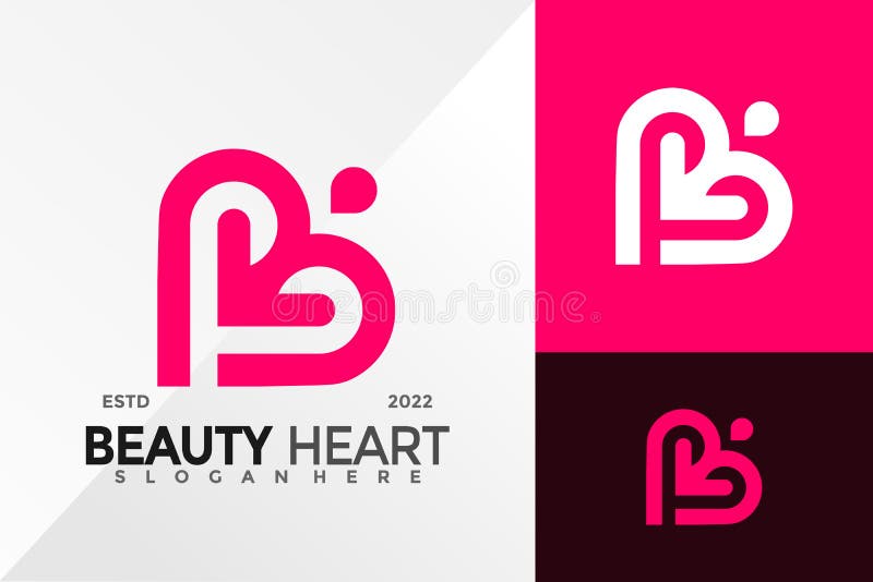 Letter B Beauty Heart Logo Design Vector Illustration Template Stock ...