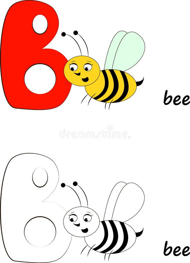 Letter B, Bee Illustration stock vector. Illustration of smile - 76908074