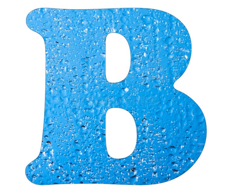 Letter B, Blue Water Drops - White Background Stock Image - Image of ...