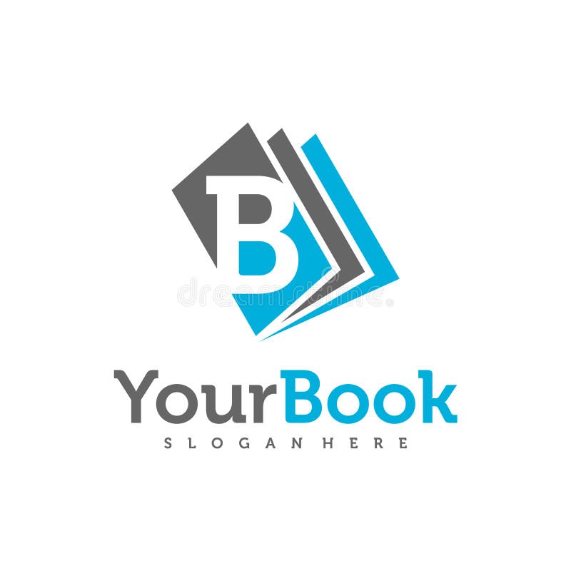 Letter B with Book Logo Design Vector, Creative Book Logo Concepts ...
