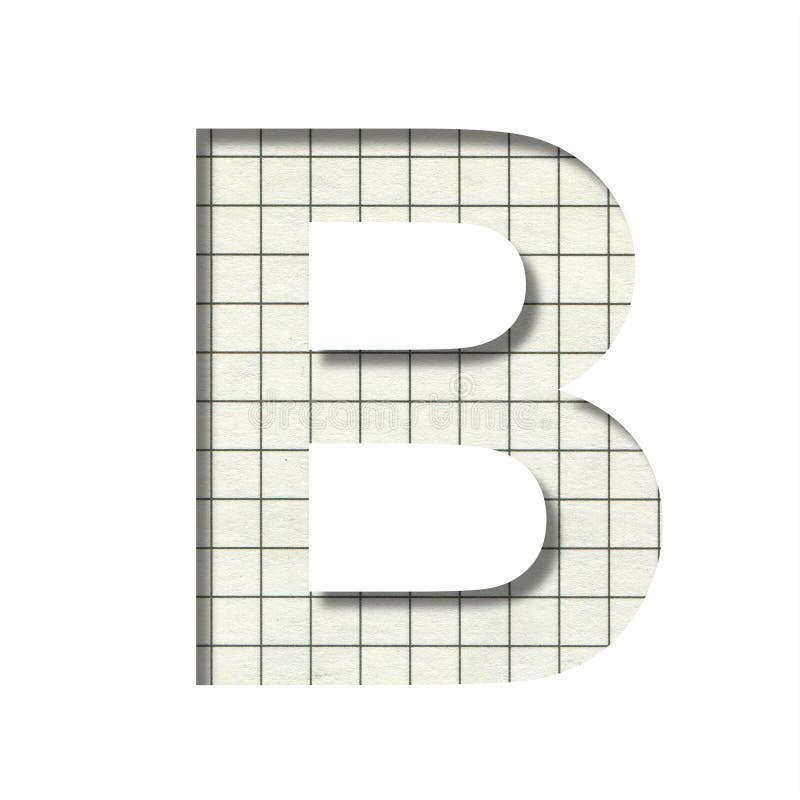 Letter B Cut Out of White Paper on the Background of a School Notebook ...