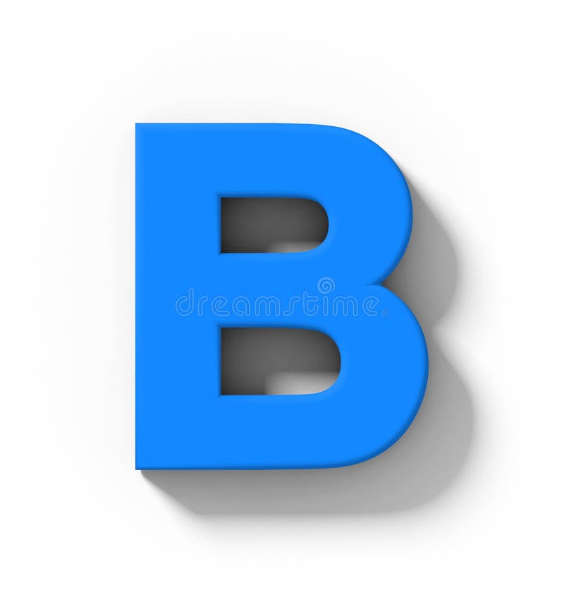 Letter B 3D Blue Isolated on White with Shadow - Orthogonal Projection ...