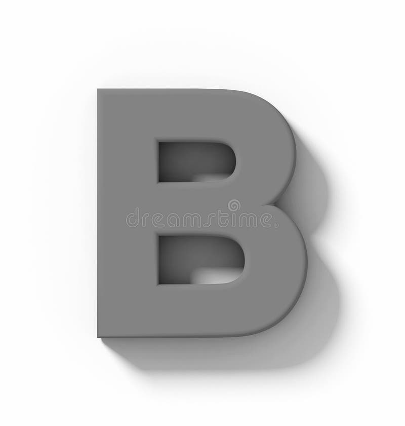Letter B 3D Medium Gray Isolated on White with Shadow - Orthogonal ...