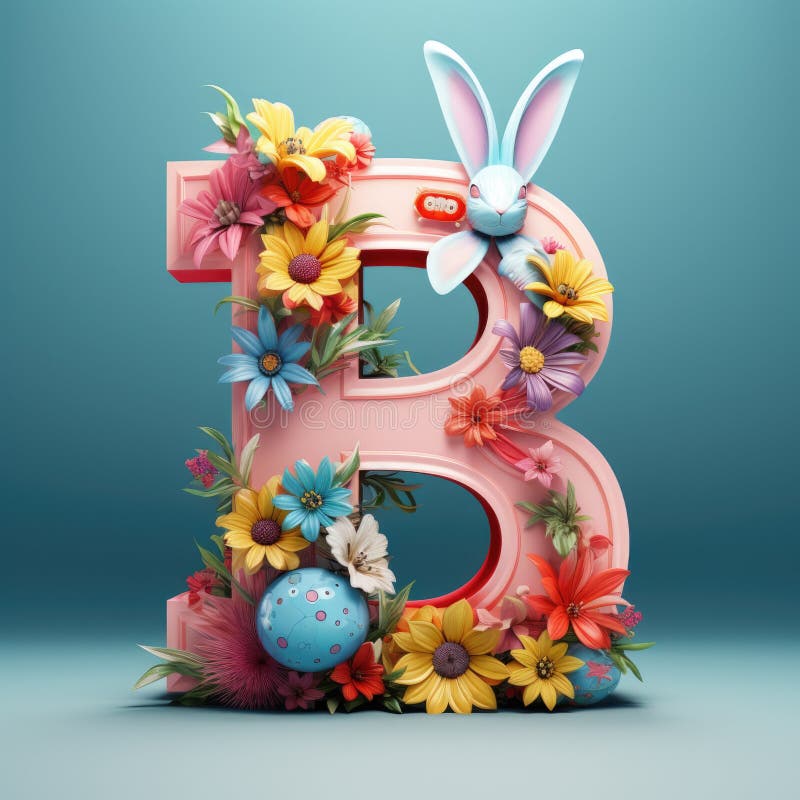 Letter B with Easter Decorations. Ai Generated Stock Illustration ...