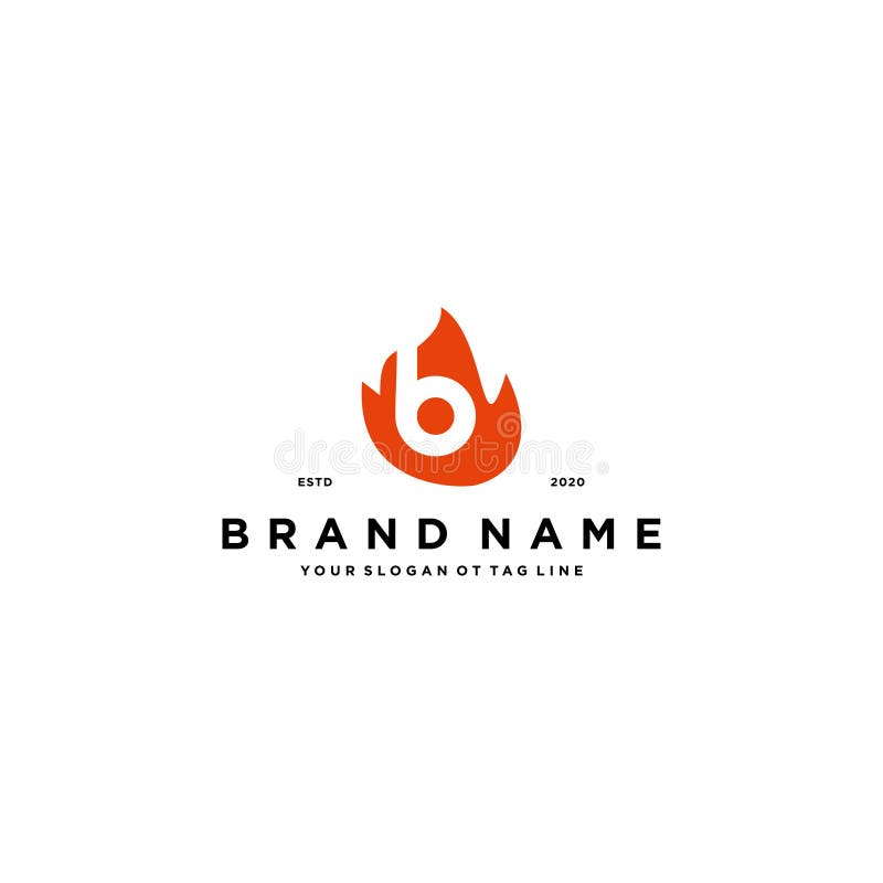 Letter B Fire Logo Design Vector Stock Vector - Illustration of black ...