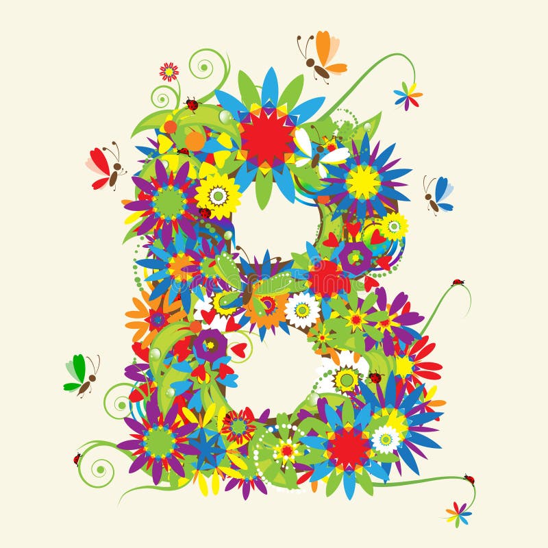 Floral Letter B Design Stock Illustrations – 3,402 Floral Letter B ...