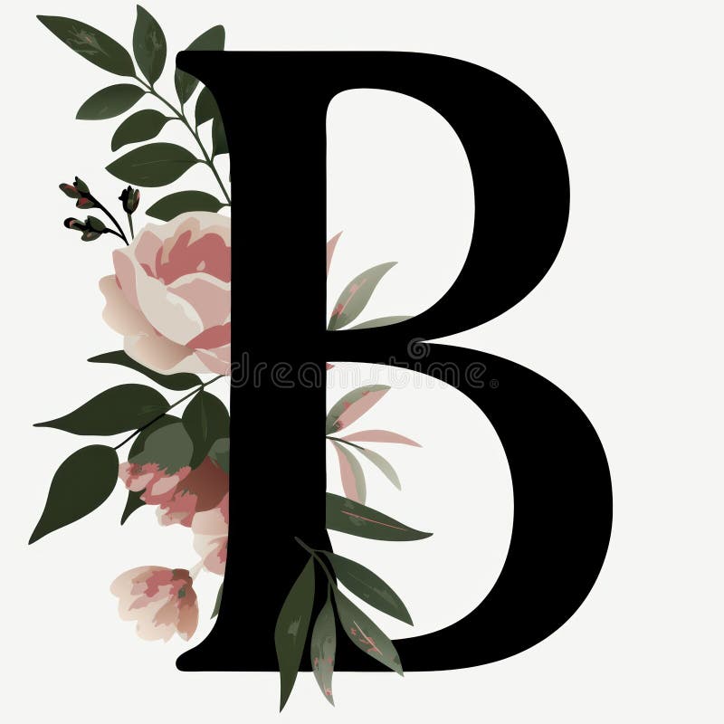 Letter B with Floral Design and Blank Space for Text Stock Image ...
