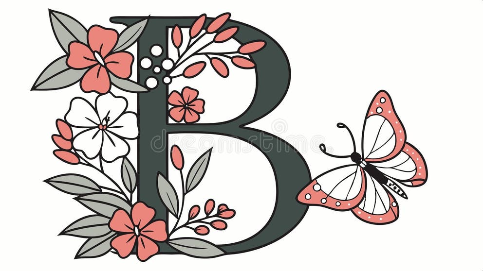 Letter B Floral Monogram, Elegant Typography and Botanical Initial ...