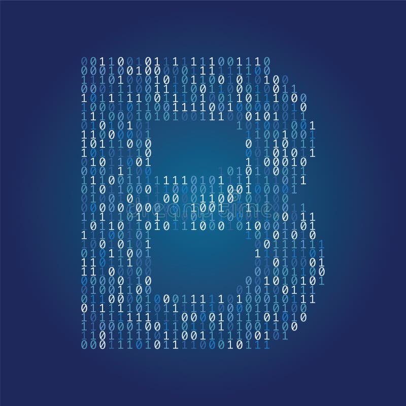 Letter B Font Made from Binary Code Digits on a Dark Blue Background ...