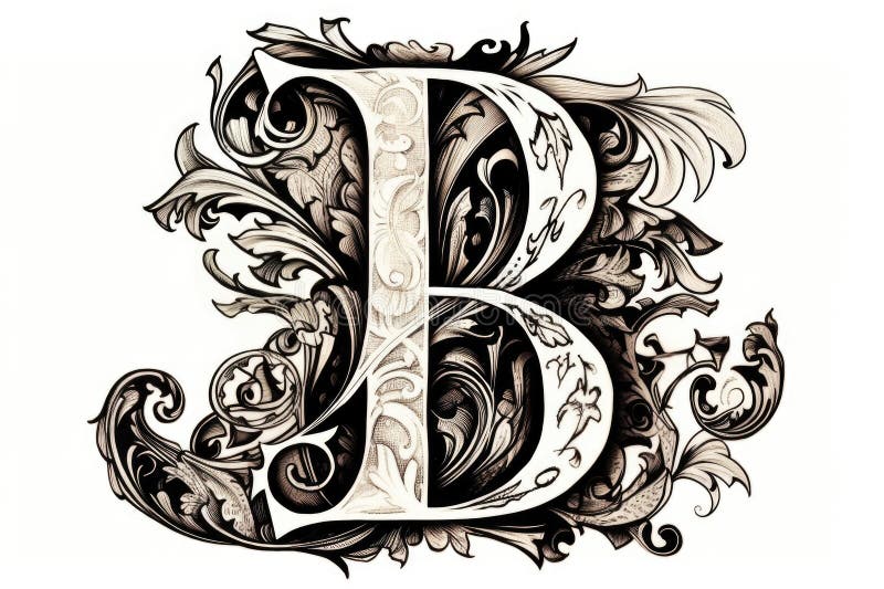 Letter B, Gothic Style, on White Background Stock Photo - Image of ...