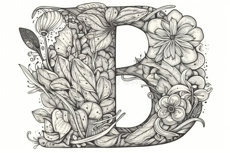 Letter B, Hand-drawn Doodle Style, on White Background Stock ...