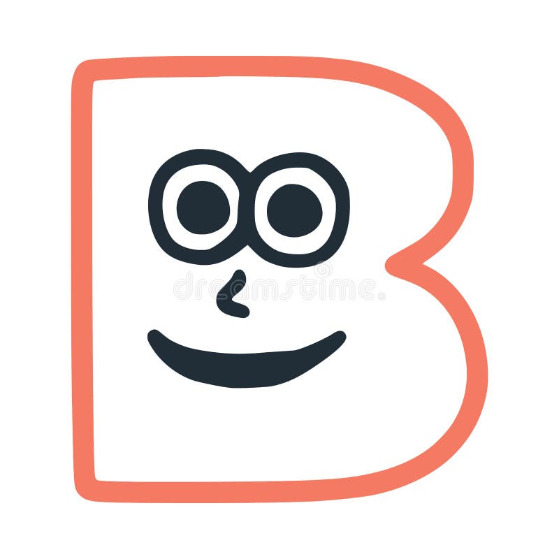 Letter B Happy Eccentric Smiling Character Stock Vector - Illustration ...