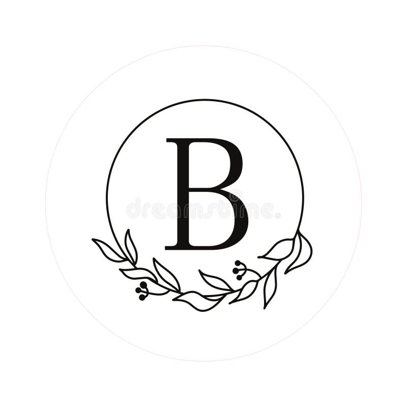 Letter "B" Initials with Round Floral Frames, Vector Monogram Logo ...