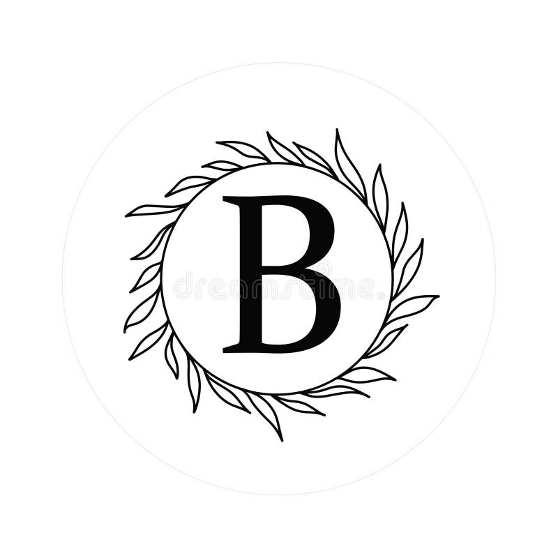 Letter "B" Initials with Round Floral Frames, Vector Monogram Logo ...