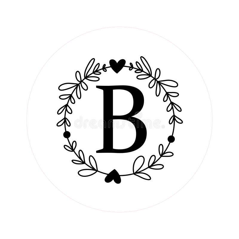 Letter "B" Initials with Round Floral Frames, Vector Monogram Logo ...