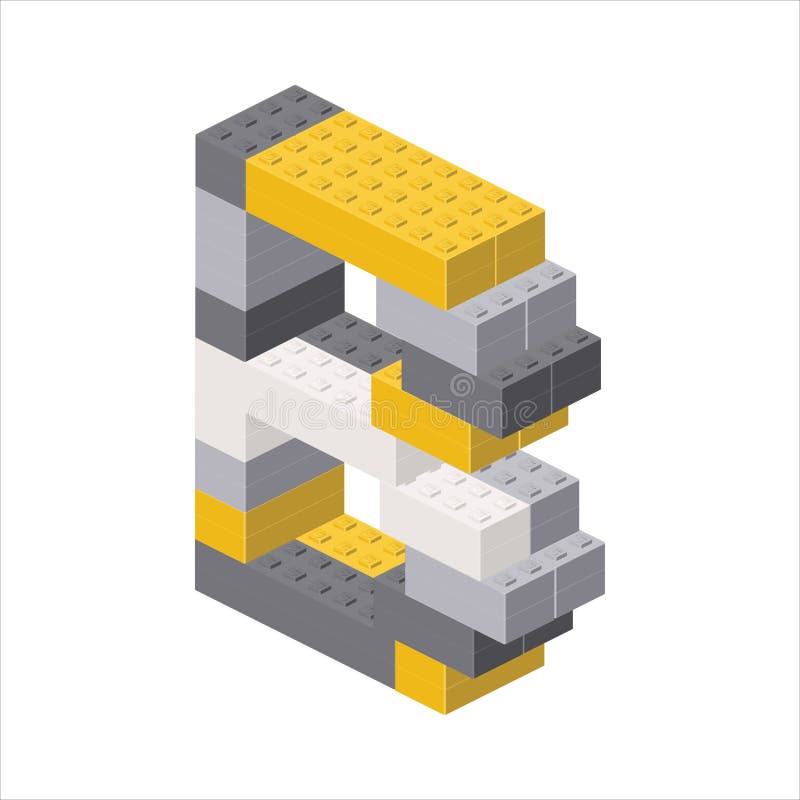 Letter B in Isometric View Assembled from Plastic Blocks. Vector Stock ...