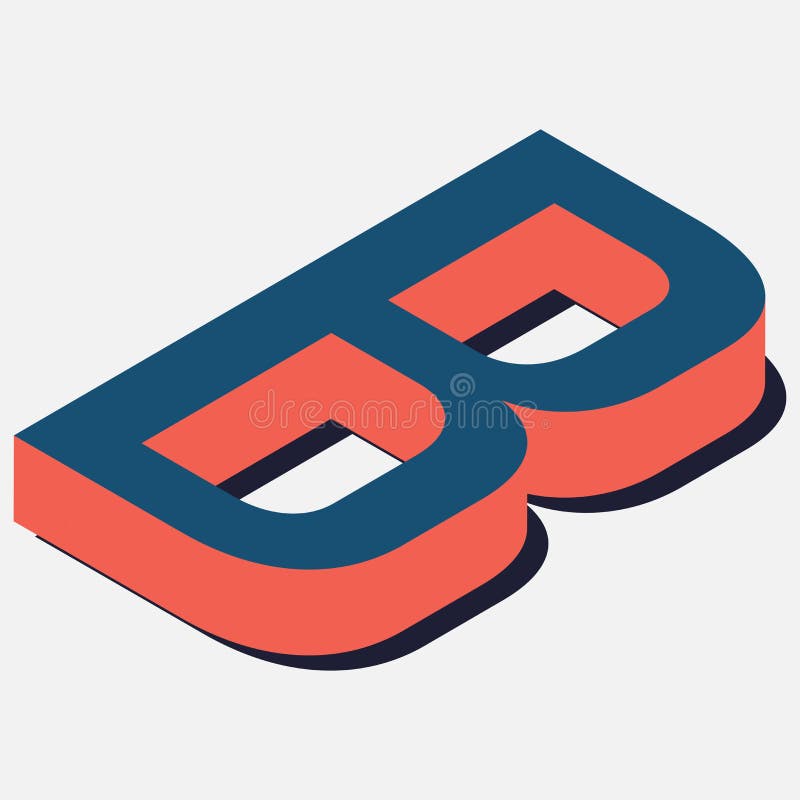 Letter in B Isometric View. Blue-orange Colors Stock Illustration ...