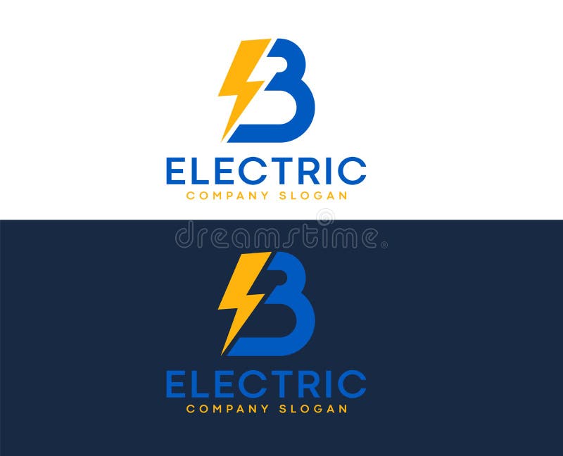 Letter B Lightning Electric Logo with Lighting Bolt Stock Illustration ...