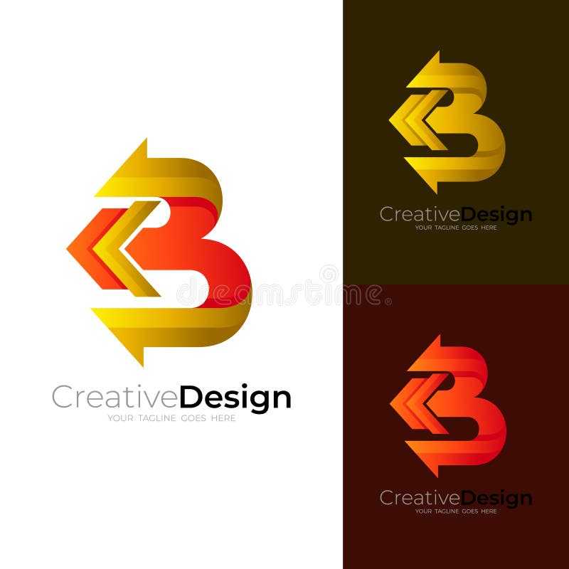 Letter B Logo and Arrow Design Vector, Set Combination Logos Stock ...