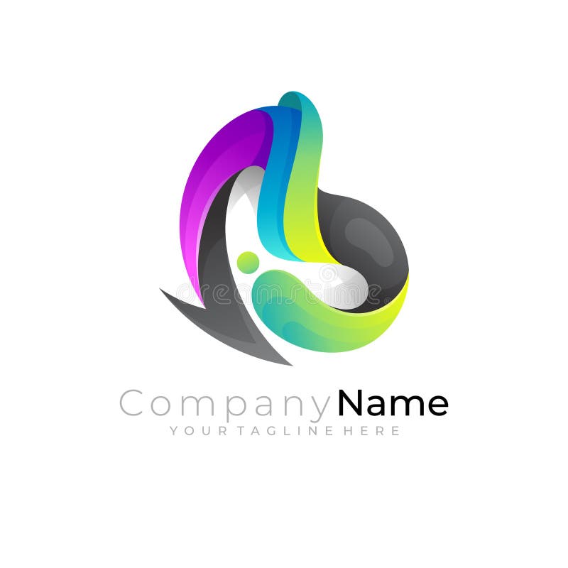 Letter B Logo Design Colorful, B Logo and Arrow Icons Stock Vector ...