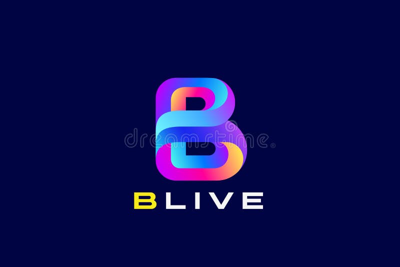 Letter B Logo Design Colorful Media Vector Template Ribbon Style Stock ...