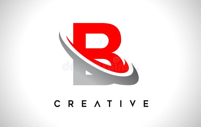 Letter B Logo. B Letter Design Vector with Red Gray Swash Vector Stock ...