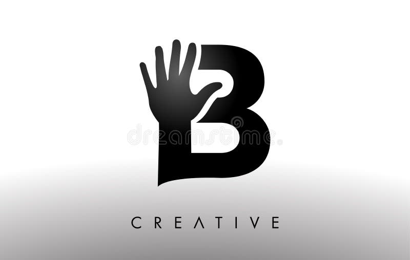 Letter B Logo with Hand Silhouette Vector Icon Illustration. Creative ...