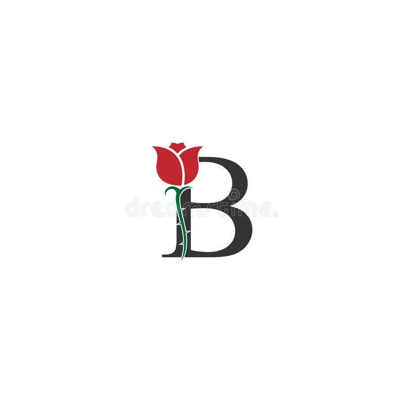 Letter B Logo Icon with Rose Design Vector Stock Vector - Illustration ...