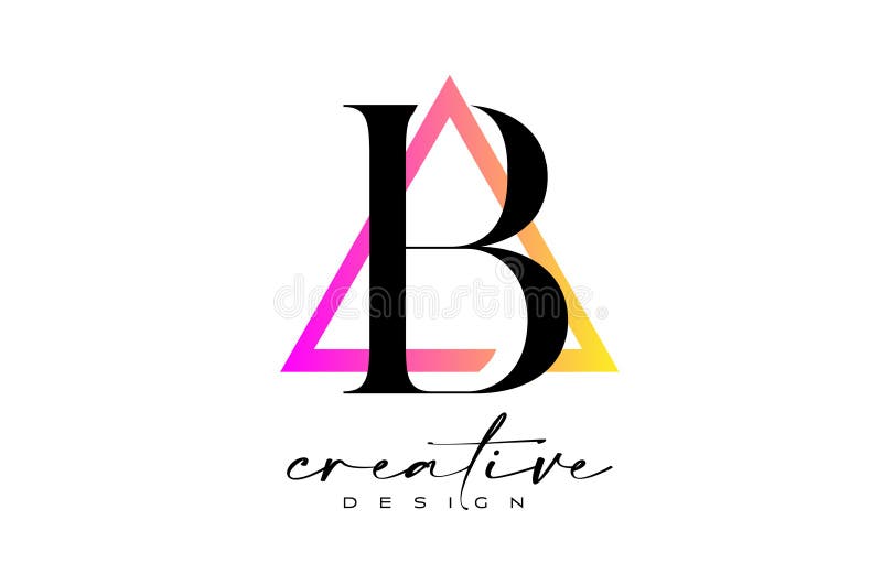 Letter B Logo Inside a Triangle with Creative Cut Design Stock Vector ...