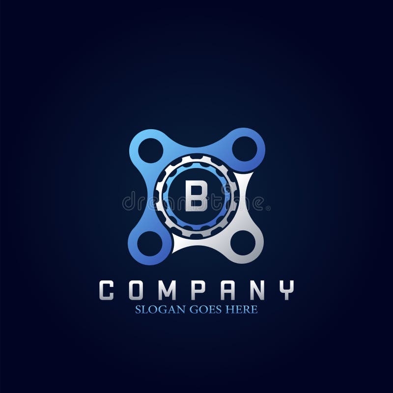 Letter B Logo, Technology and Industrial Service Concept Gear and ...