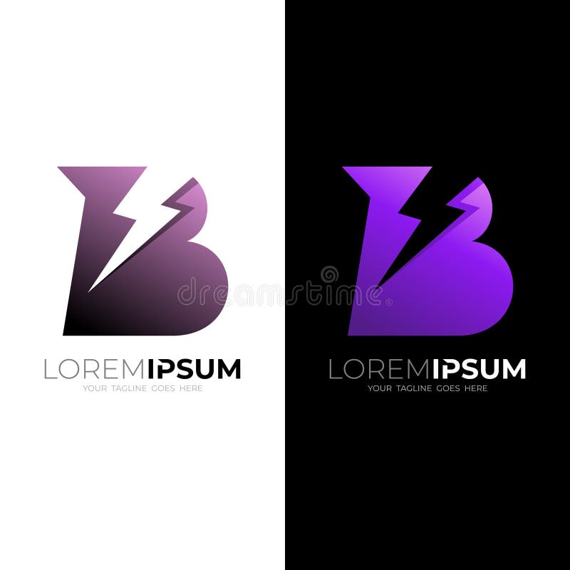 Letter B Logo and Thunder Design Combination, B Stock Vector ...