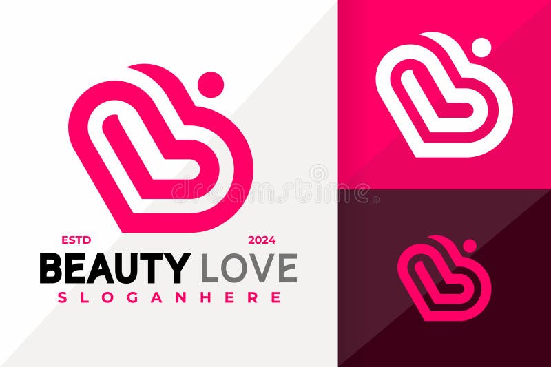 Letter B Love Logo Icon Vector Design. Creative Simple Logos Designs ...