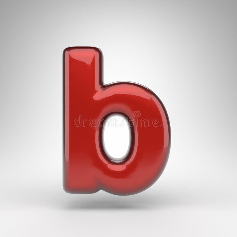 Letter B Lowercase on White Background. Red Car Paint 3D Letter with ...