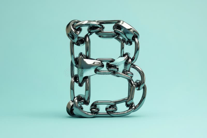 The Letter B is Made of Chains and is on a Blue Background Stock ...