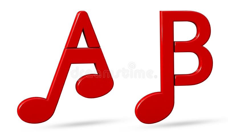 Letter a & B Made from Musical Notes Isolated on White Background. 3d ...