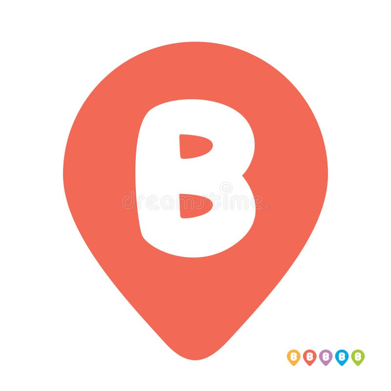 Letter B Map Pin Symbol, Initial B Location Pin Pointer Icon Vector ...