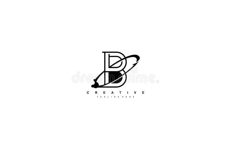 Letter B Monoline Linear Rounded Swoosh Arrow Logo Design Stock Vector ...